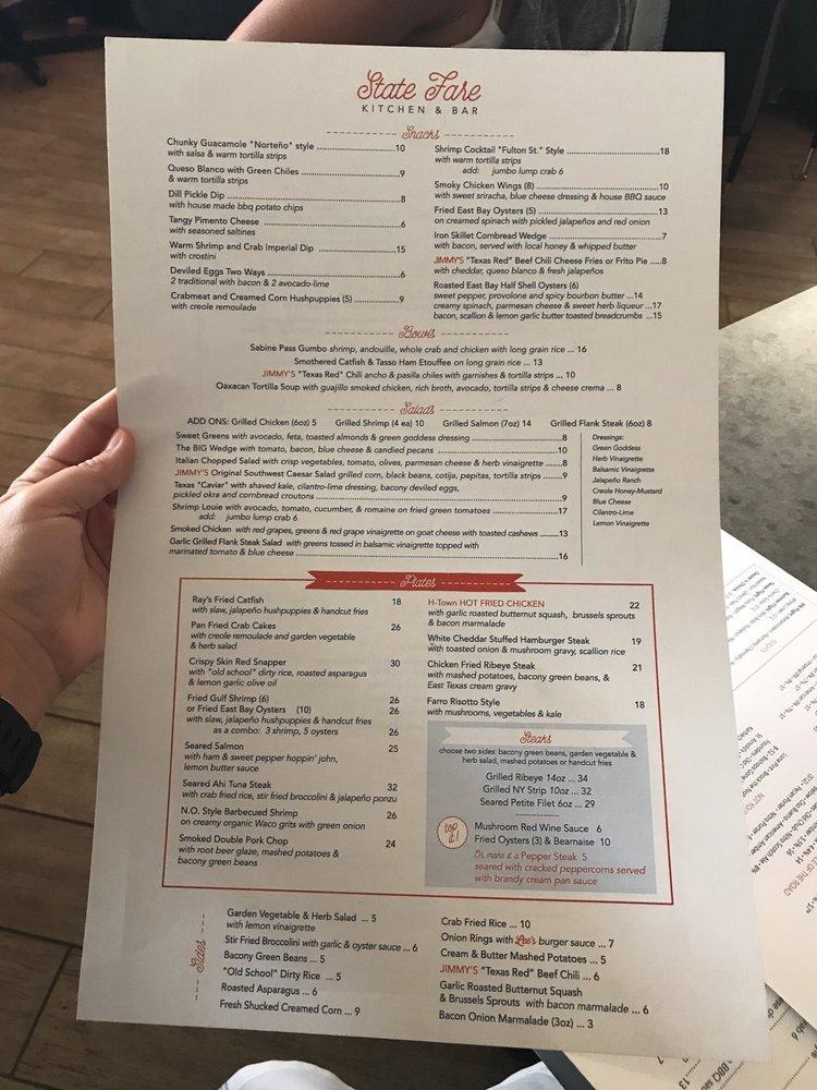 Carta de State Fare Kitchen & Bar, Houston