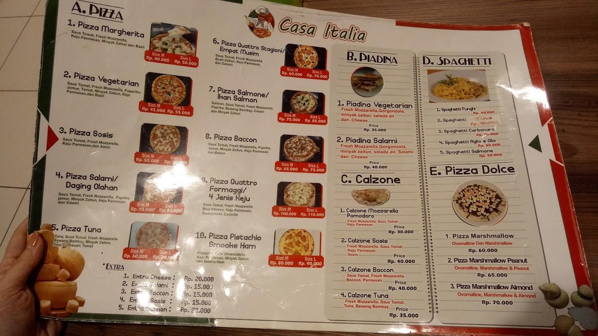 Menu at Casa Italia restaurant, Surabaya, PTC Mall. Lt. UG E1