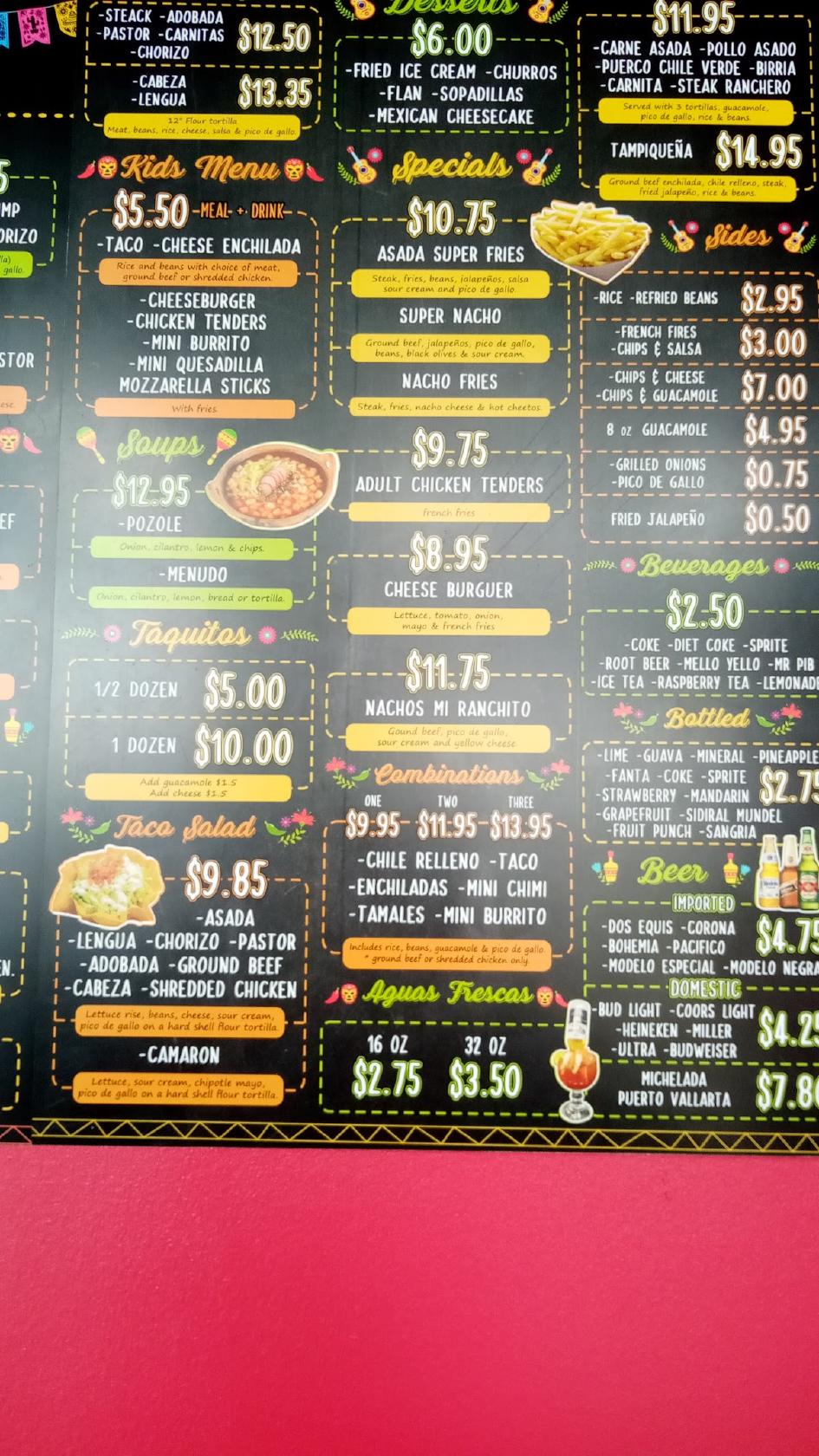 Menu at Mi Ranchito Taco Shop -Tioga pub & bar, Tioga
