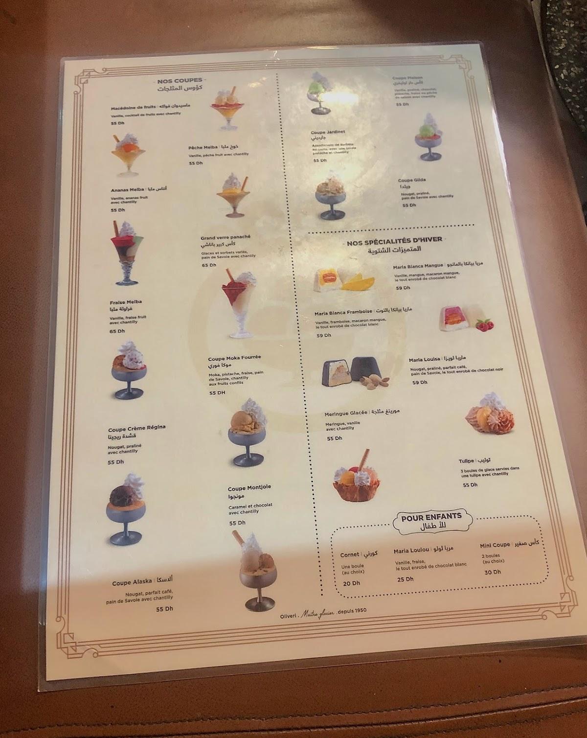 Menu au Oliveri Hassan 2 restaurant, Casablanca, 132 Ave Hassan II