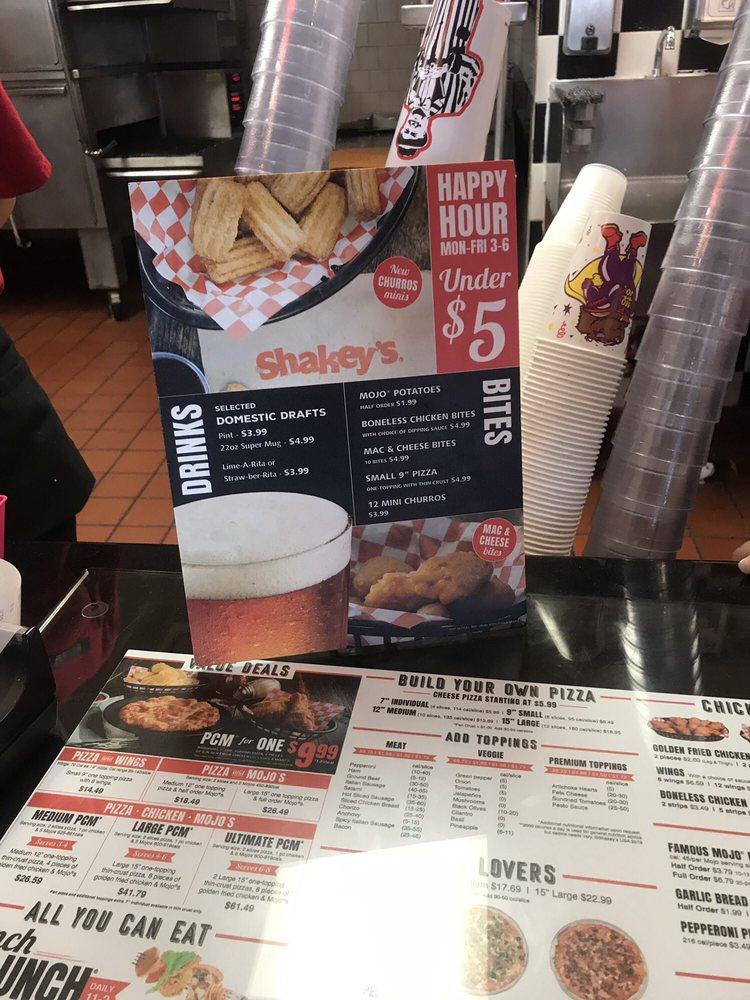 Menu at Shakey's Pizza Parlor pizzeria, Alhambra