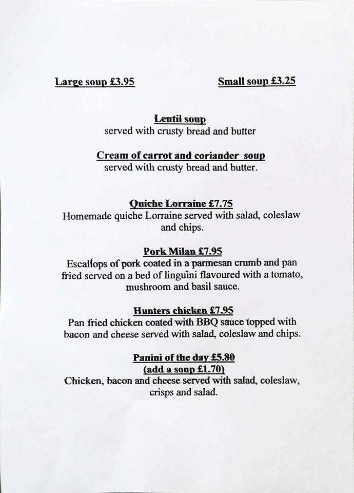 Menu at Auld Bakehouse cafe, Brechin