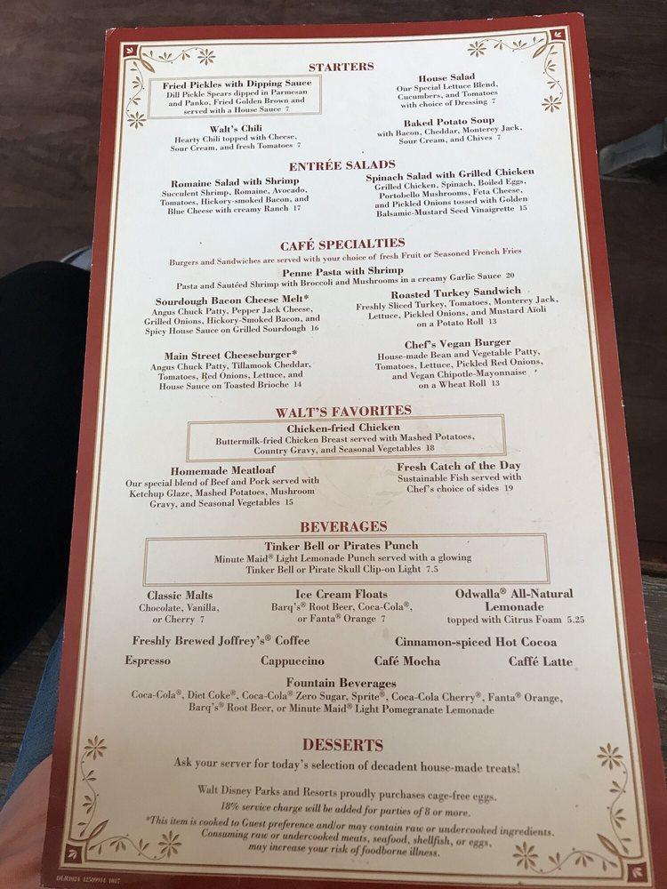 Menu at Carnation Cafe, Anaheim, Disneyland Park