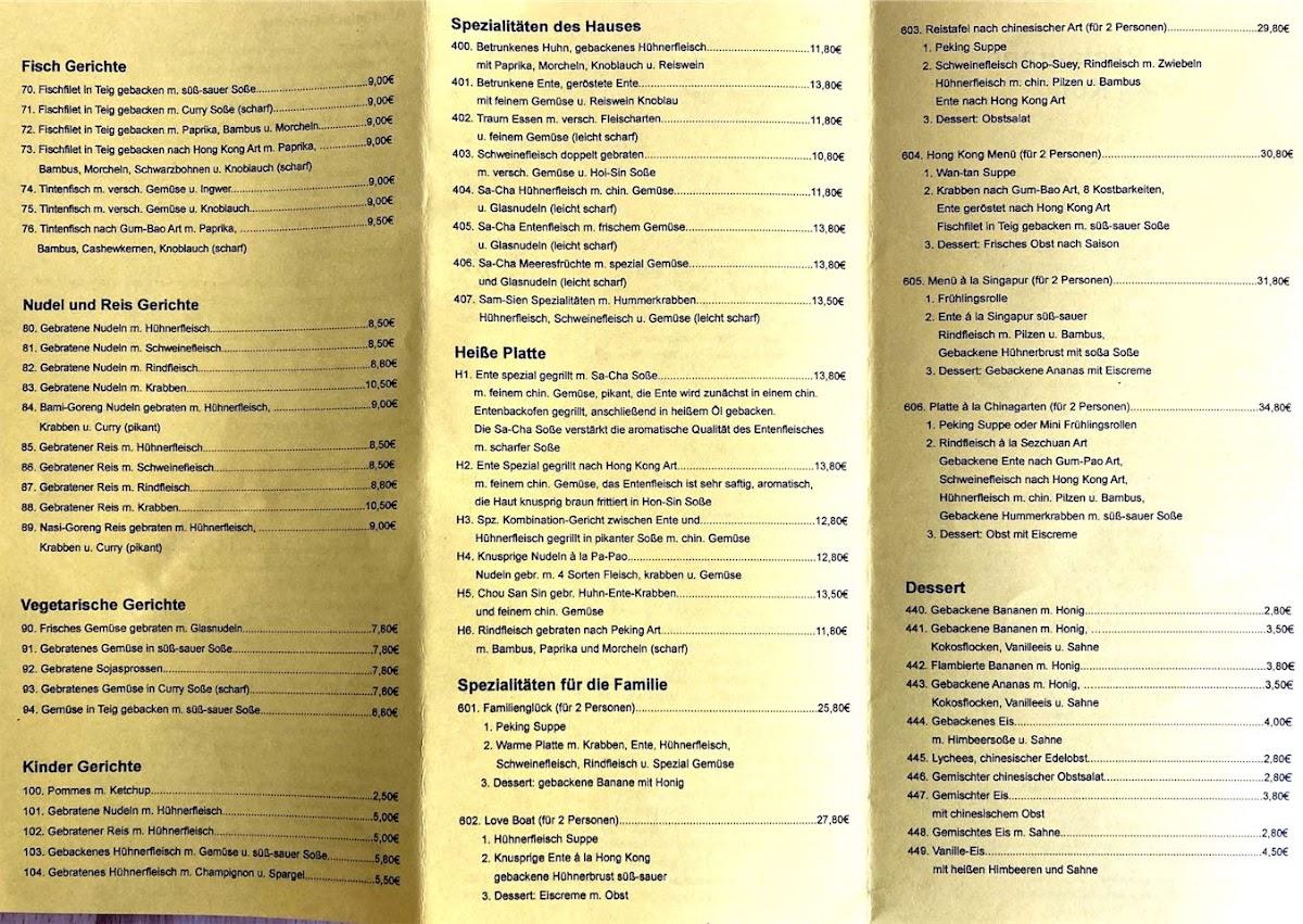 Speisekarte von China-Restaurant Hongkong, Heubach