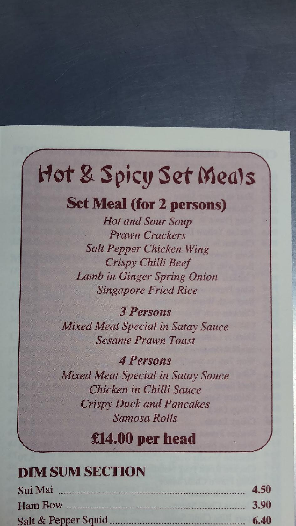 Menu at Chung Ku fast food, Liverpool, 9 Childwall Priory Rd