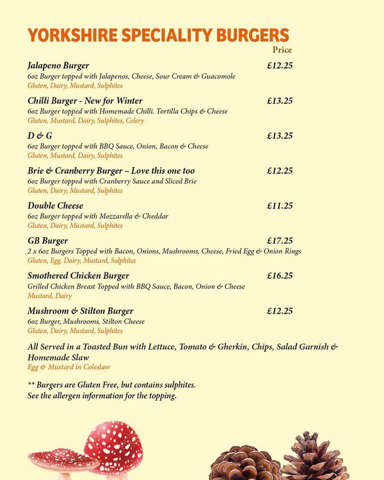 Menu at Dog & Gun pub & bar, Cross Hills, Colne Rd