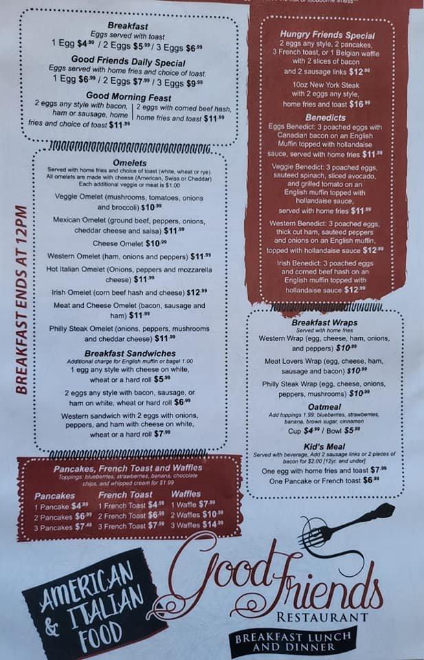 Menu at Good Friends Restaurant, New Hartford