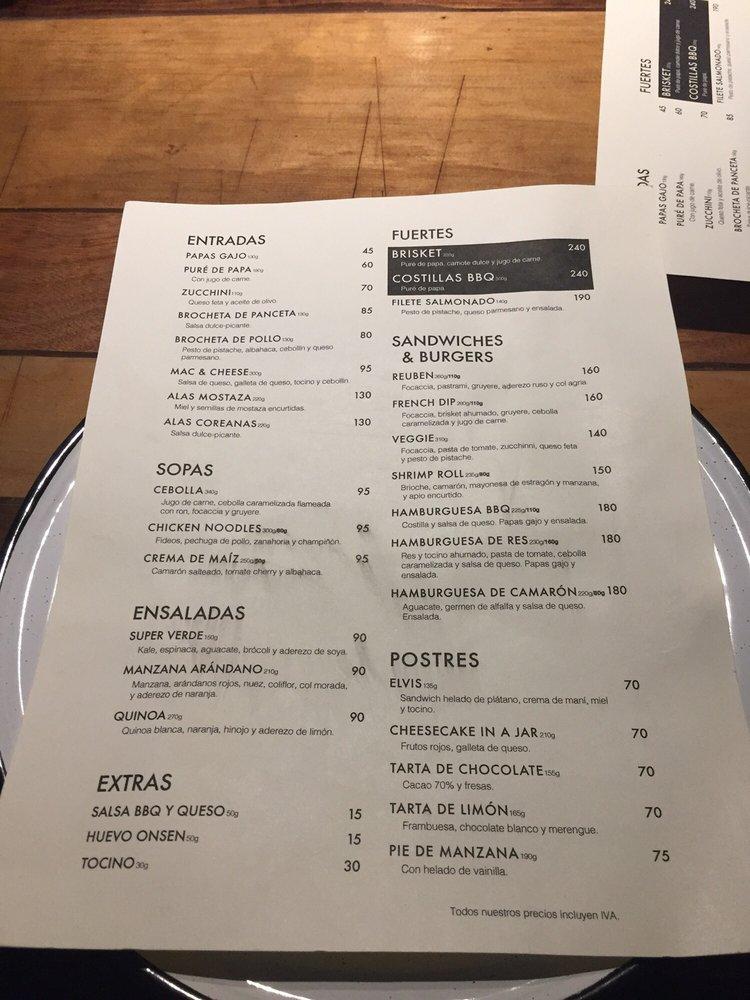 Menu at The Backyard BBQ, Mexico City, Acapulco 51