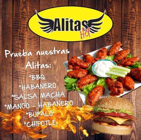 Menu at Alitas Hot restaurant, Puebla City, calle geranios