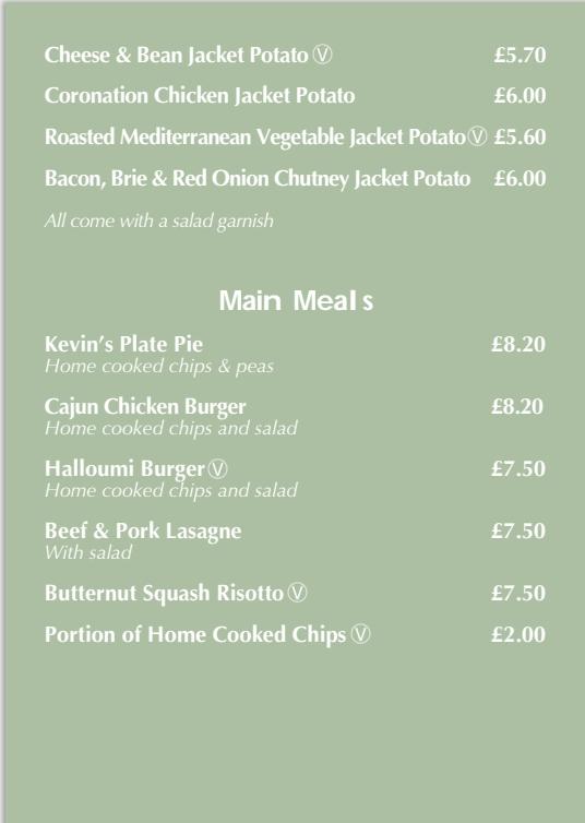 Menu at Little Acorn Cafe, Great Barford