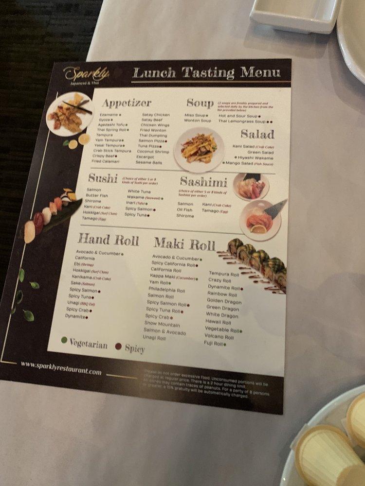 Menu at SPARKLY Japanese & Thai restaurant, Vaughan
