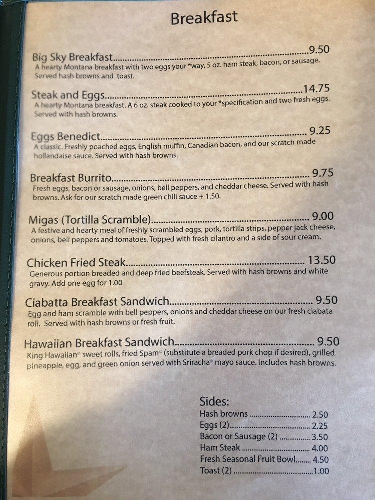 Menu at Star Bakery, Virginia City