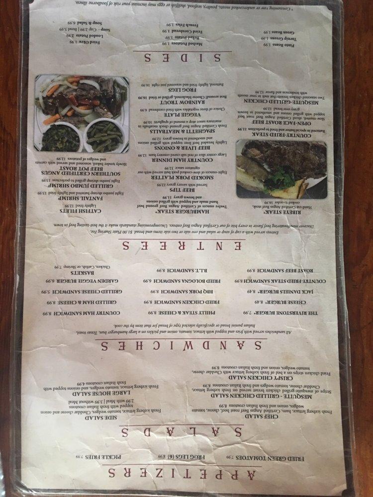 Menu at The Riverstone Restaurant, Townsend