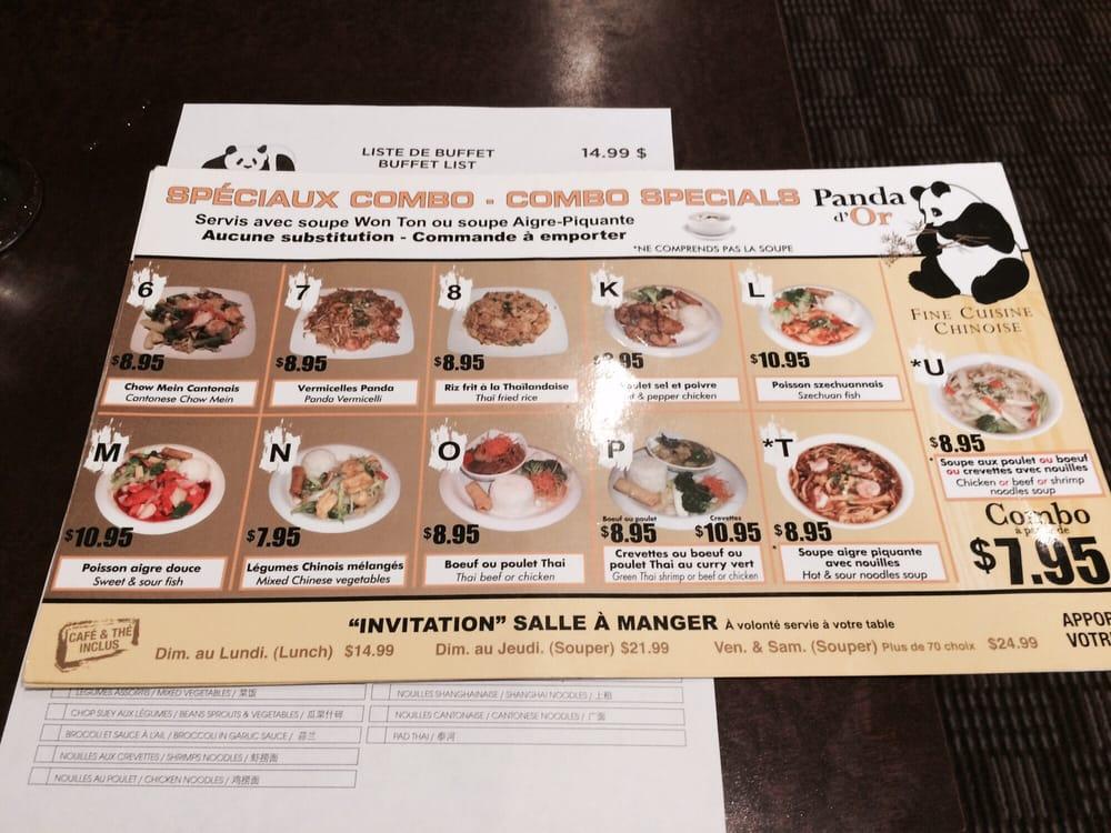 Menu at Panda Peng restaurant, Laval, 840 Boul. le Corbusier