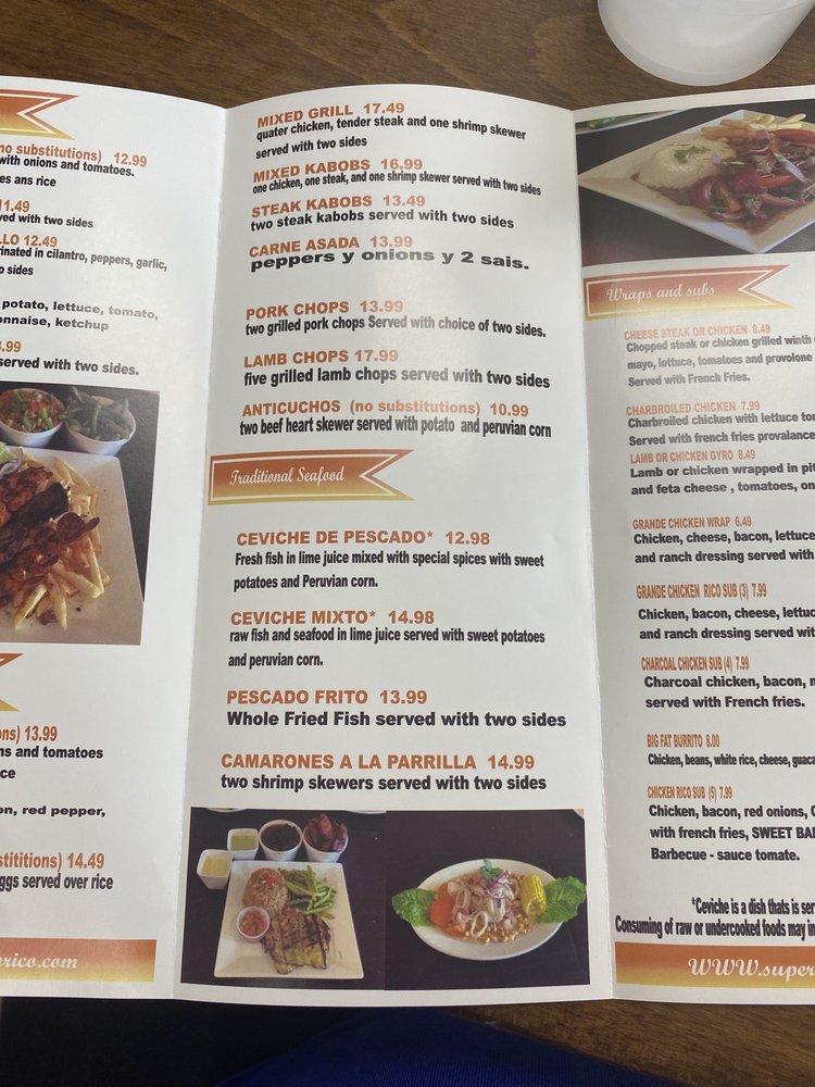 Menu at Super Chicken Rico restaurant, Aberdeen