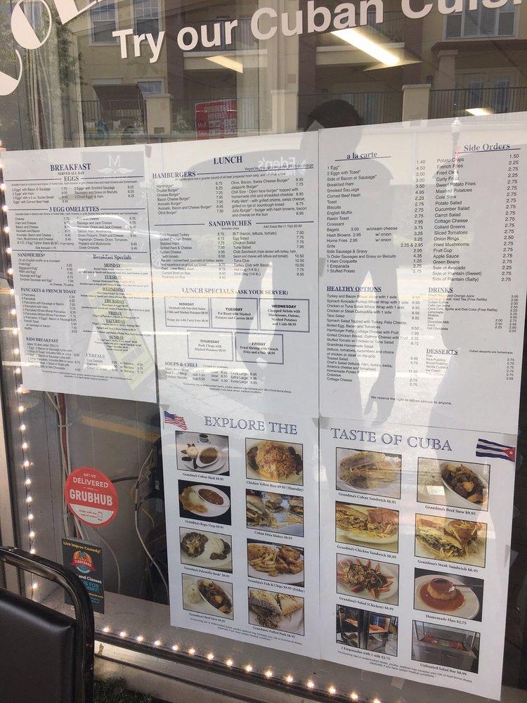 Menu at College Park Cafe, Orlando