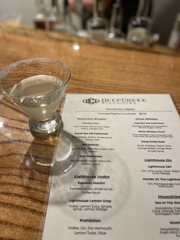Menu at Deep Creek Distilling pub & bar, Chesapeake