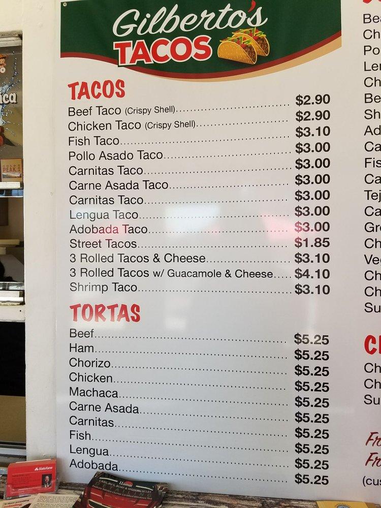 Menu at Gilberto's Tacos Mexican Restaurant, Citrus Heights