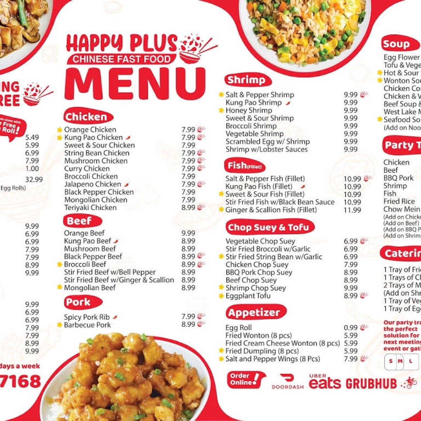 Menu at Happy Plus Chinese Restaurant, Los Angeles
