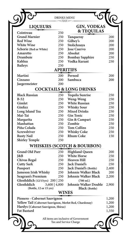 Menu at Luzern Steakhouse, Cebu City