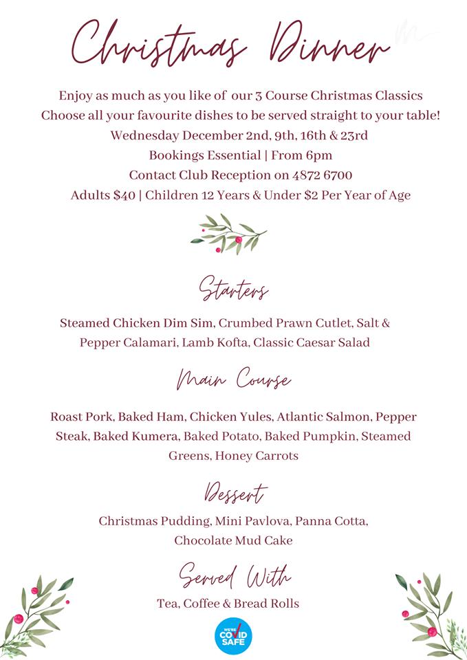 Menu at Mittagong RSL Club, Mittagong