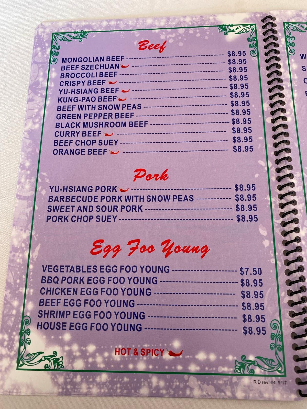 Menu at Rising Dragon Chinese Restaurant, San Diego