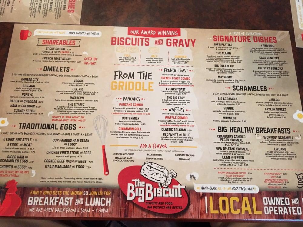 Menu at The Big Biscuit restaurant, Blue Springs, 530 NW Hwy 7