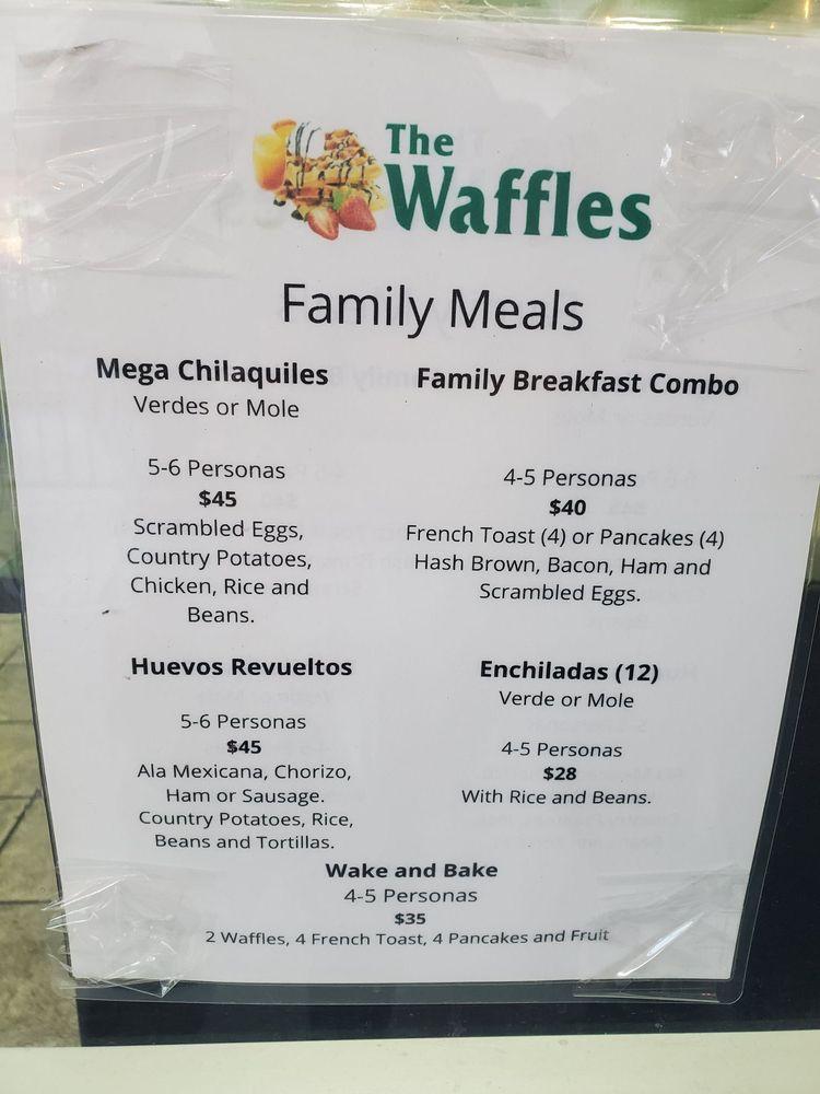 Menu at The Waffles restaurant, San Jose
