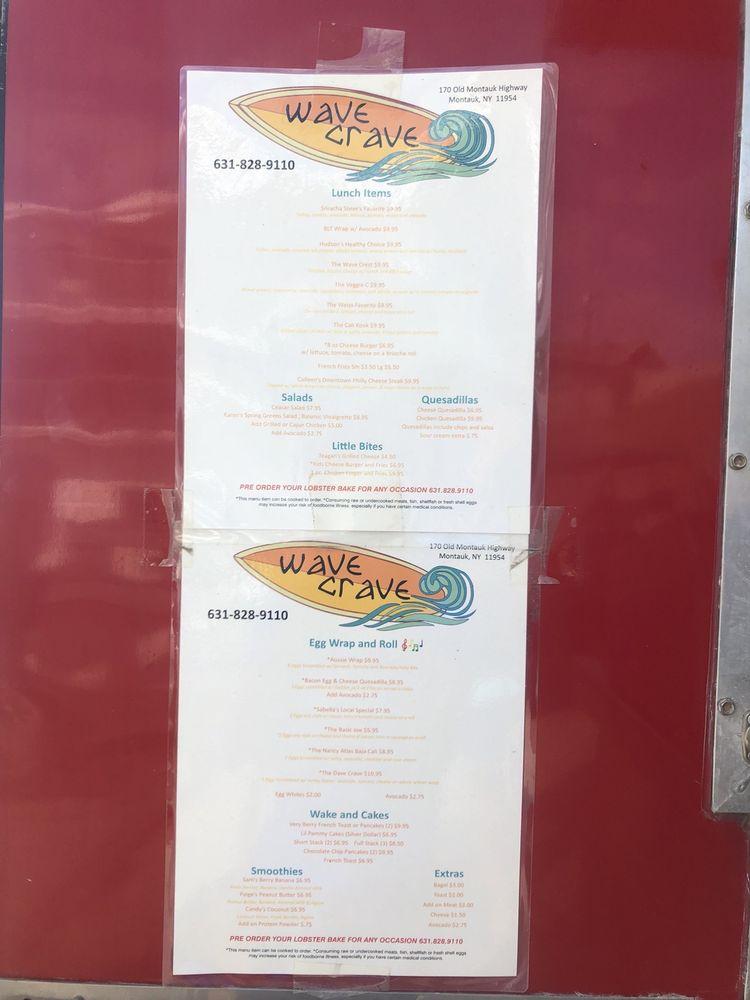 Menu at Wave Crave pub & bar, Montauk, 170 Old Montauk Hwy