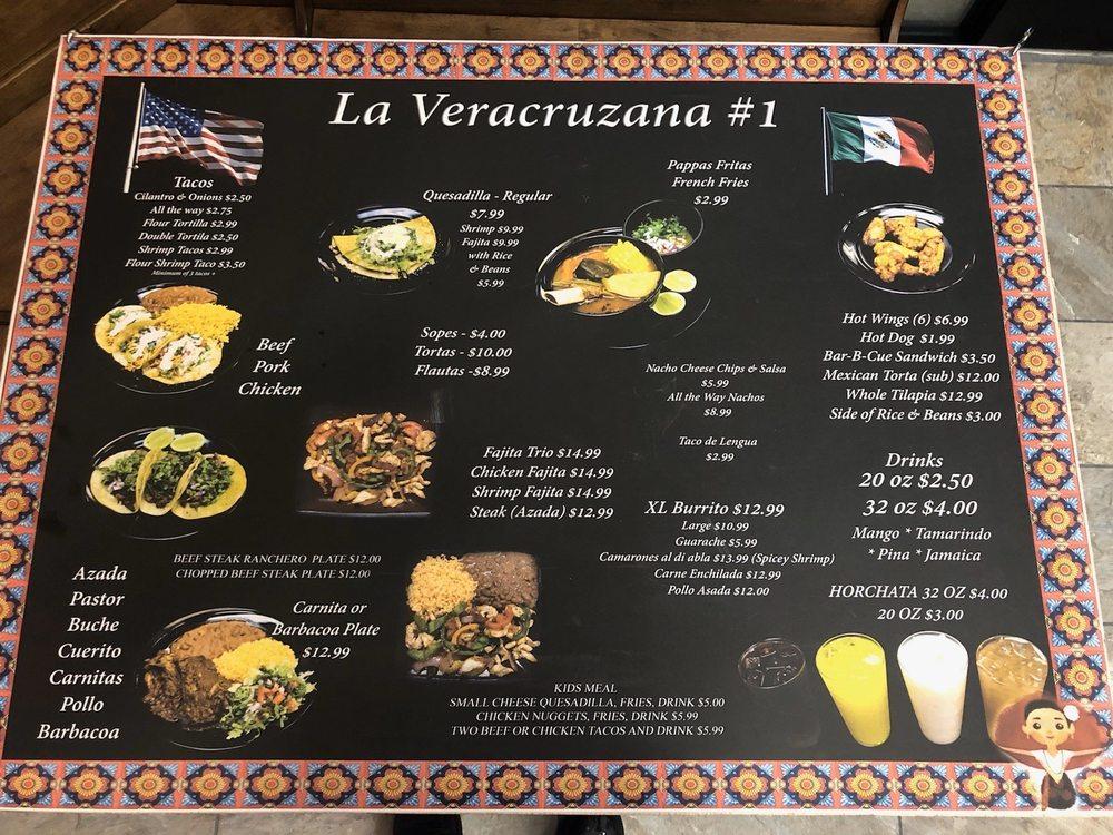 Menu at Authentic Tacos La Veracruzana restaurant, Rockfish