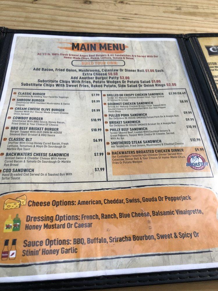 Menu at Backwaters Bar and Grill LLC, Rhinelander