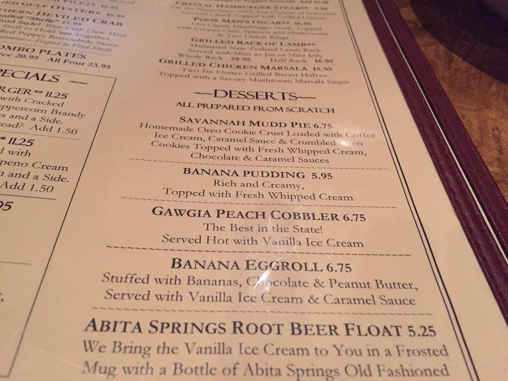 Menu at Crystal Beer Parlor pub & bar, Savannah