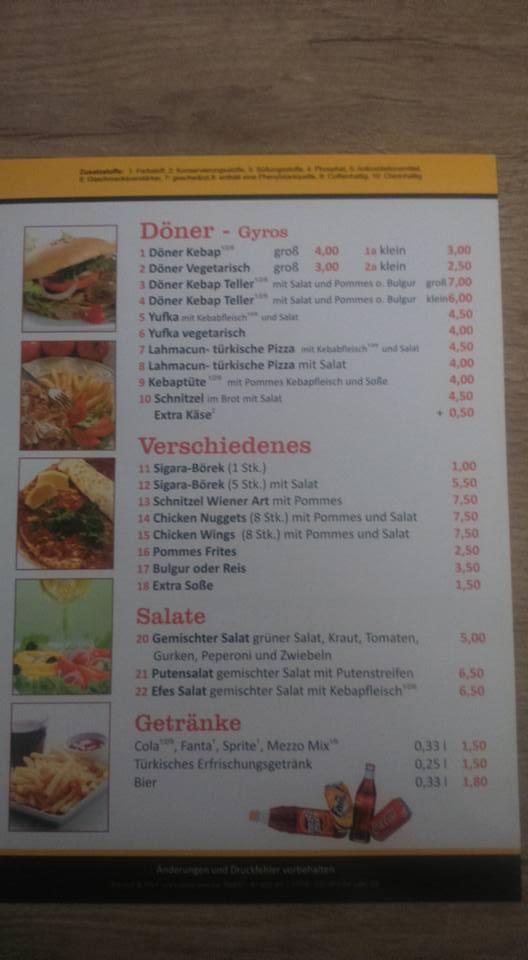 Speisekarte von Efes Kebab. restaurant, Spiesen-Elversberg
