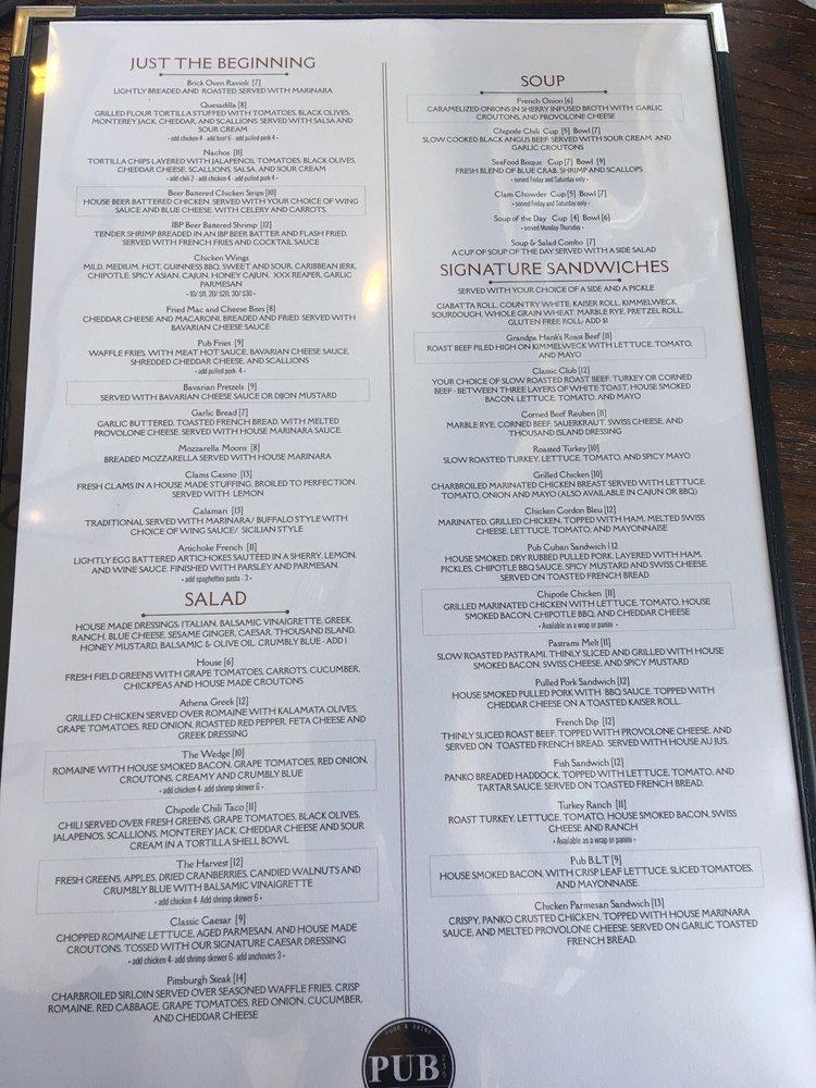 Menu at Pub 235, Webster