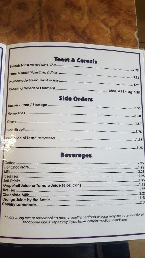Menu at Riverside Cafe, La Grange