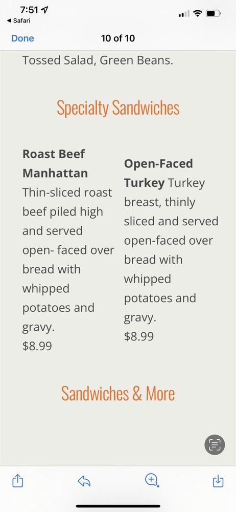Menu at Ron's Roost restaurant, Cincinnati