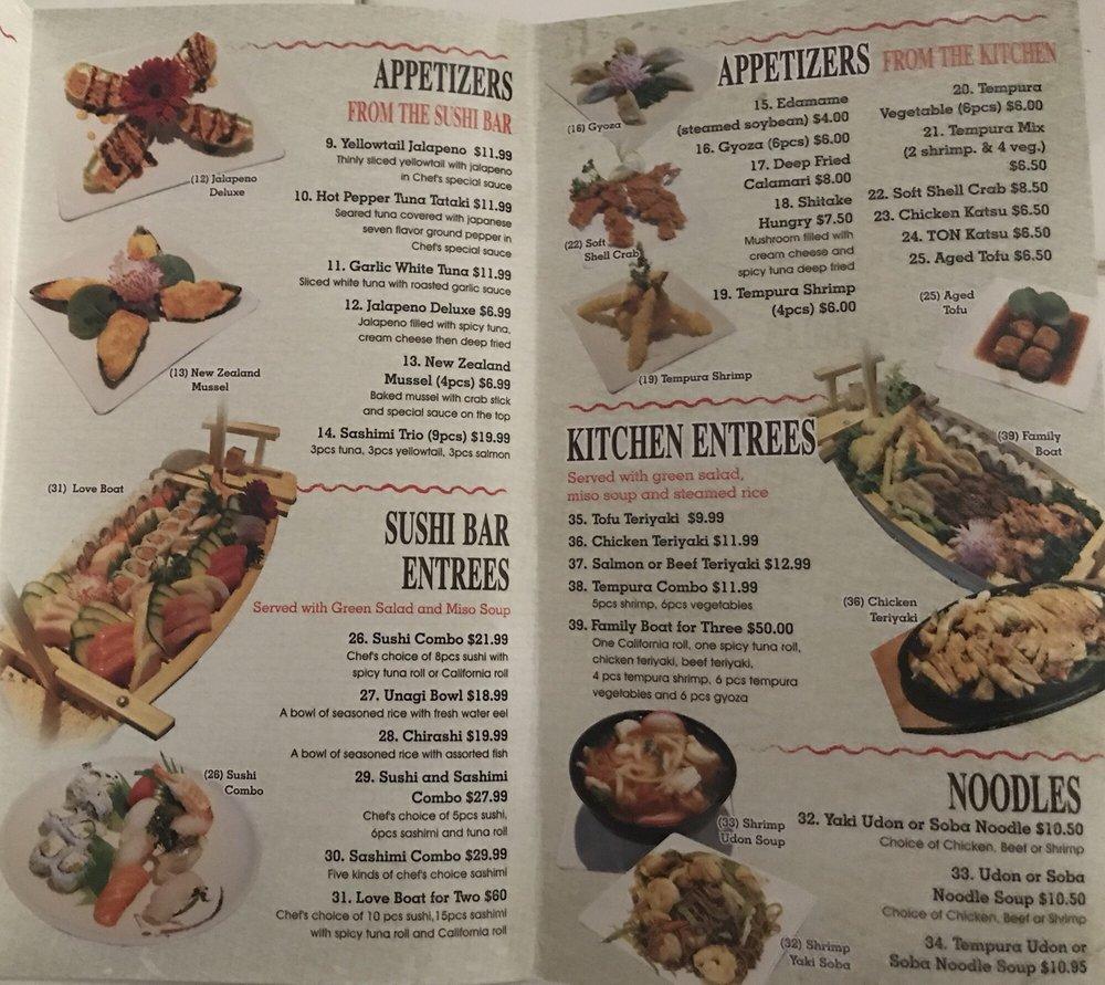 Menu at Sawa Sushi restaurant, La Quinta