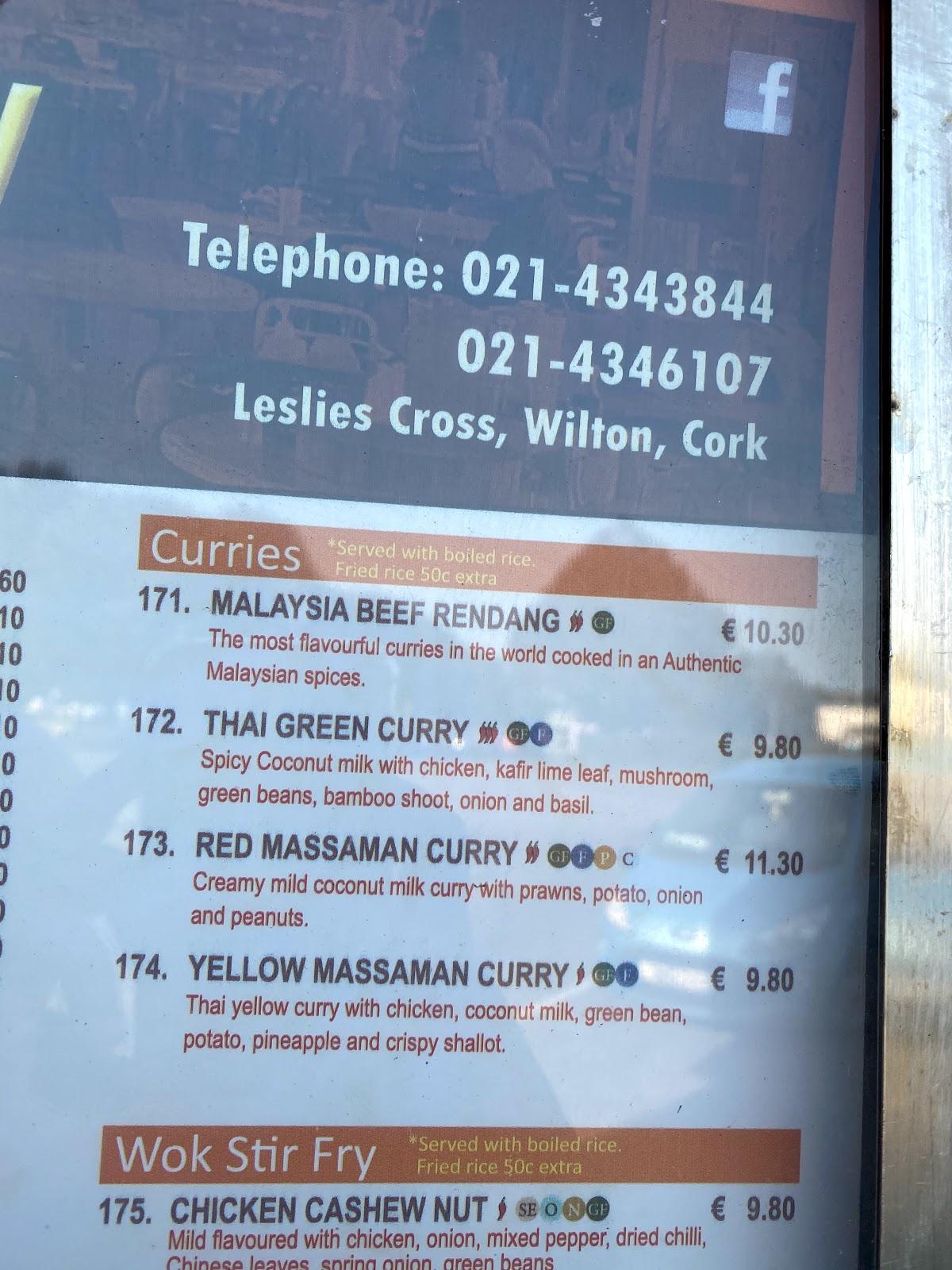 Menu at Wilton Willow Restaurant, Cork