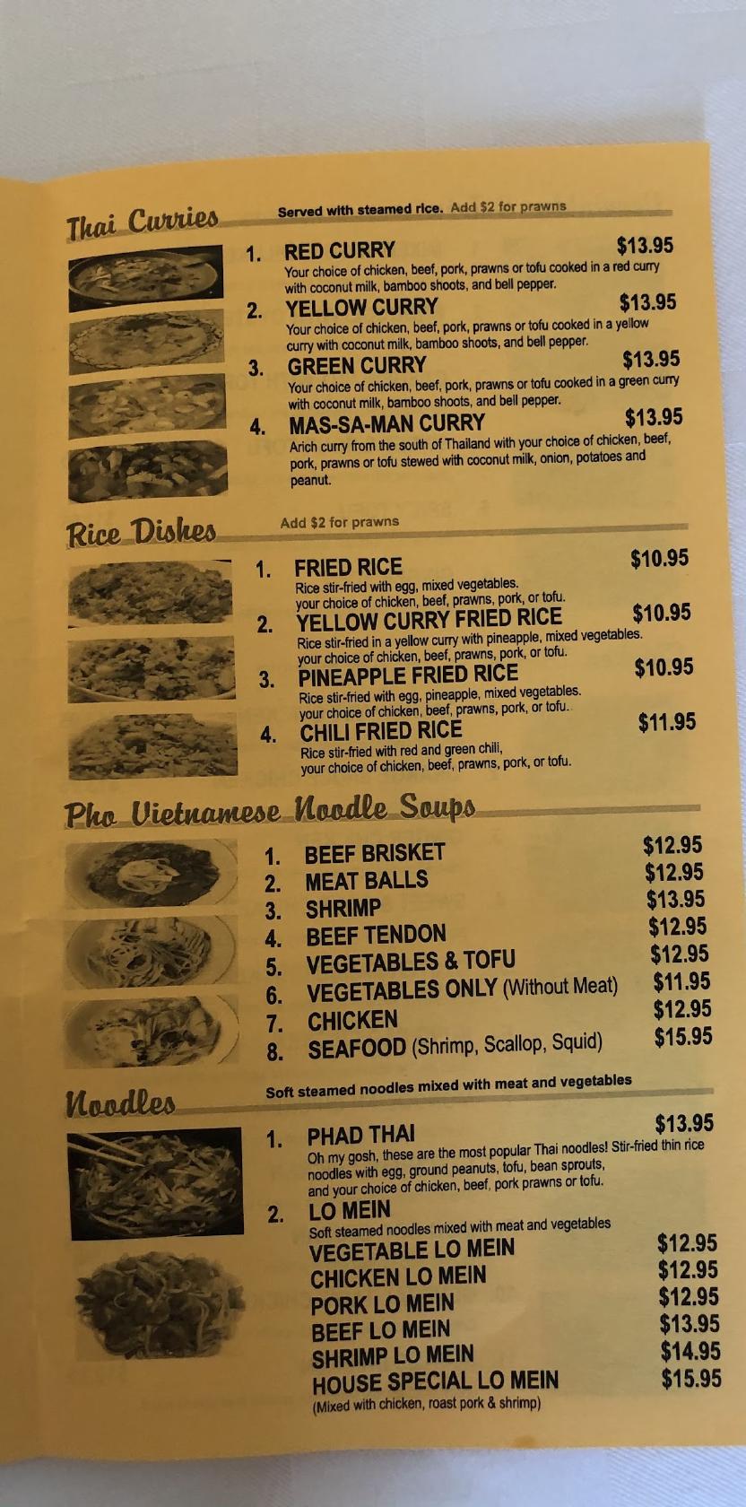 Menu at Asian Palace Restaurant, Sitka