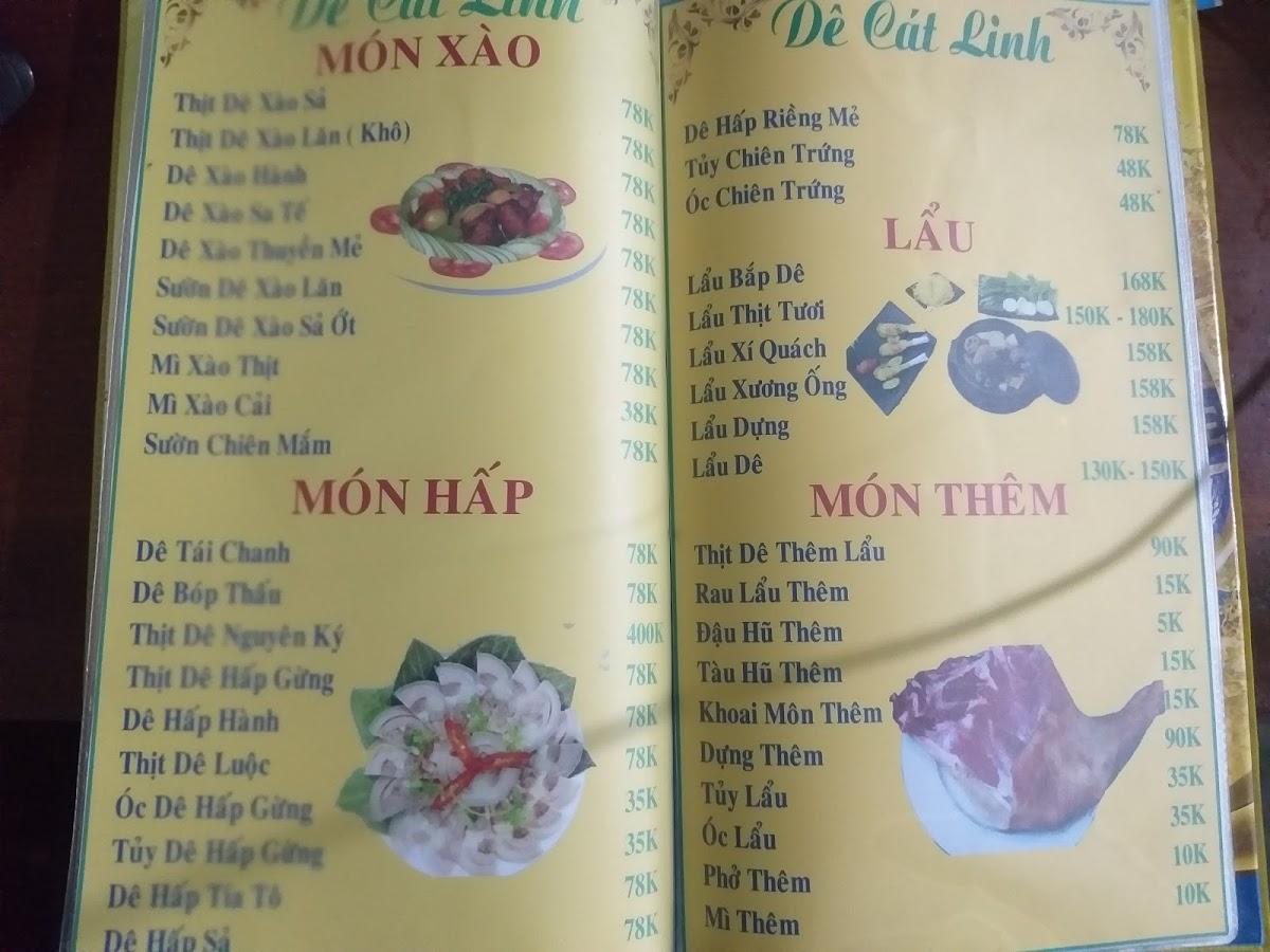 Menu at Dê Tươi Cát Linh restaurant, Ho Chi Minh City