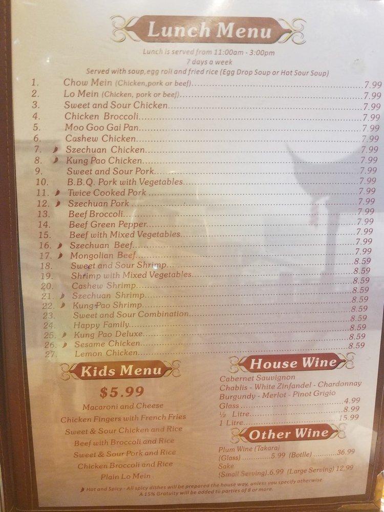 Menu at Dragon Treasure Orchard Mesa restaurant, Grand Junction, US-50