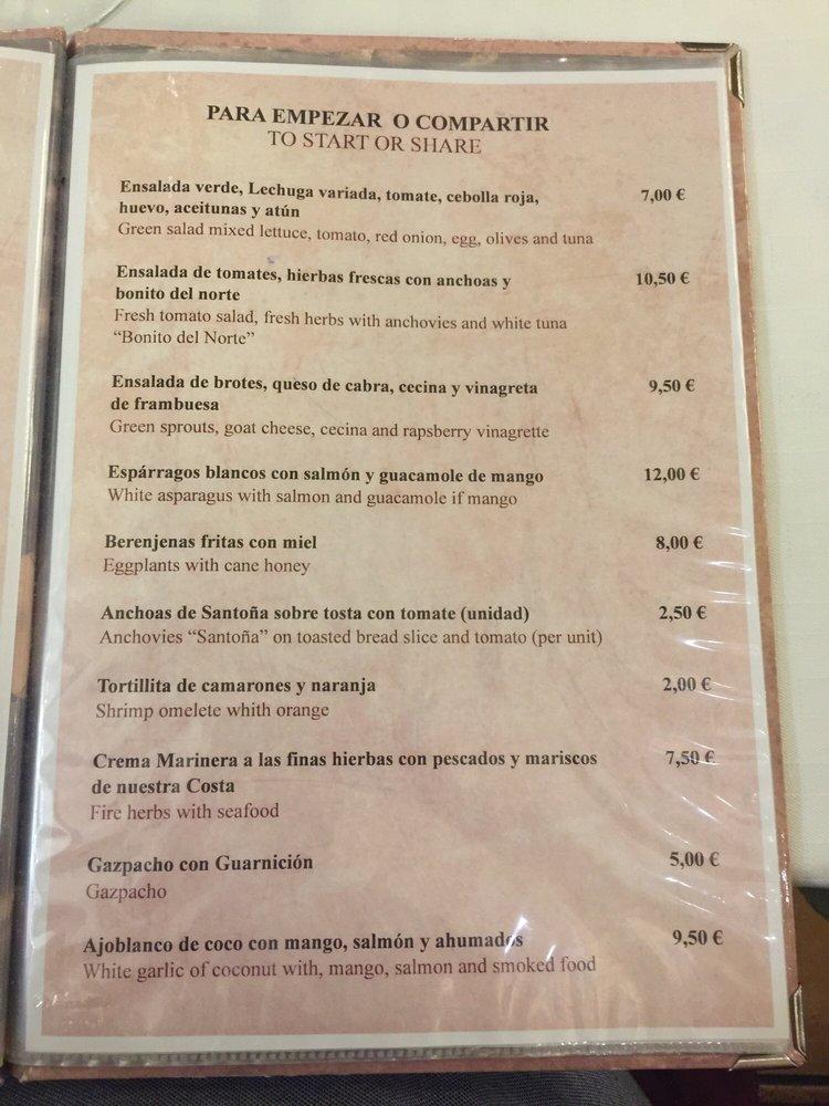 Menu at Restaurante Bodega la Solera, Fuengirola