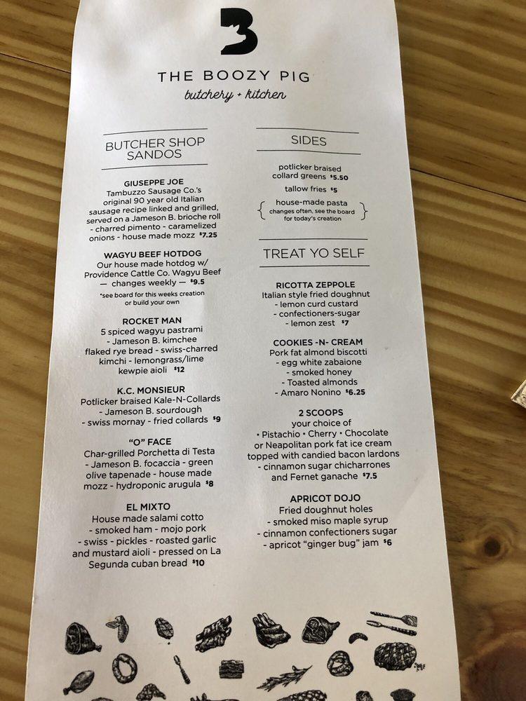 Menu at The Boozy Pig restaurant, Tampa, 3255 W Cypress St