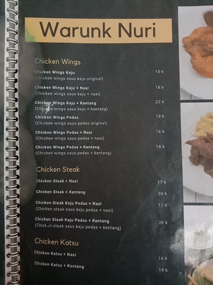 Menu at Warunk Nuri cafe, Bandung