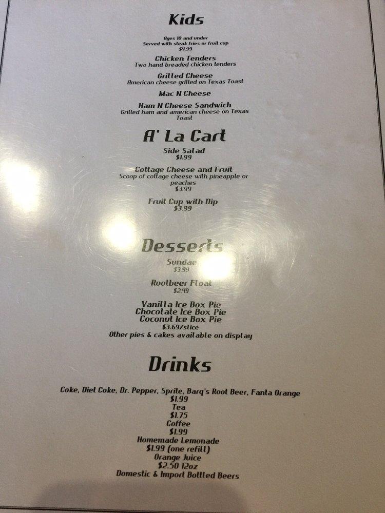 Menu at 1838 Grill restaurant, Seguin