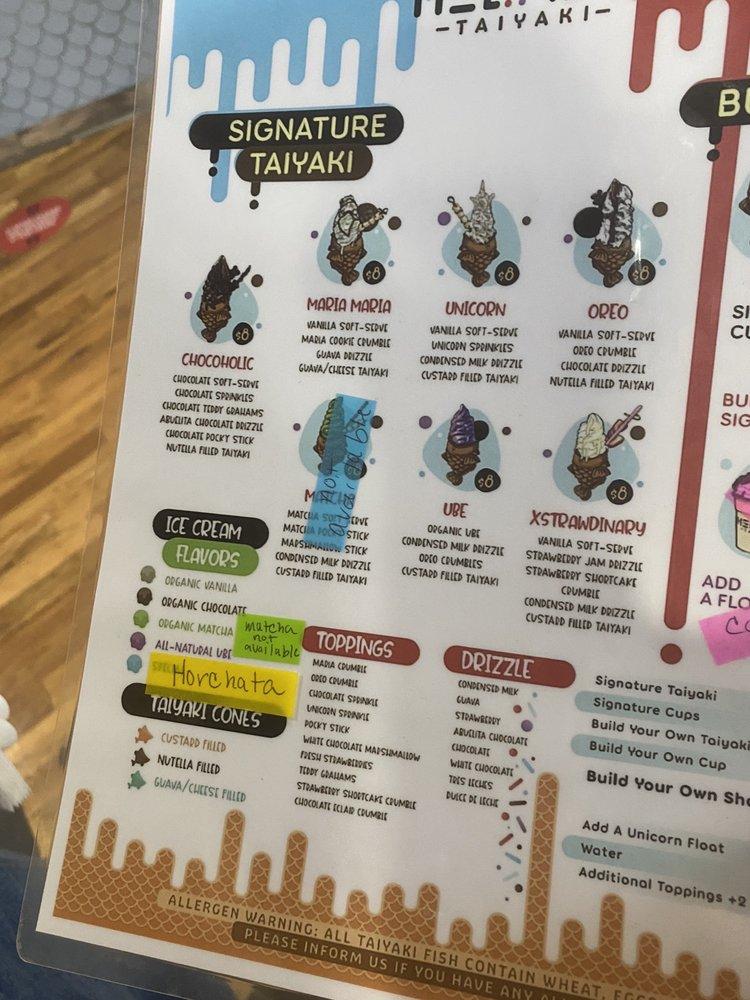 Menu at Helado Taiyaki desserts, Providence
