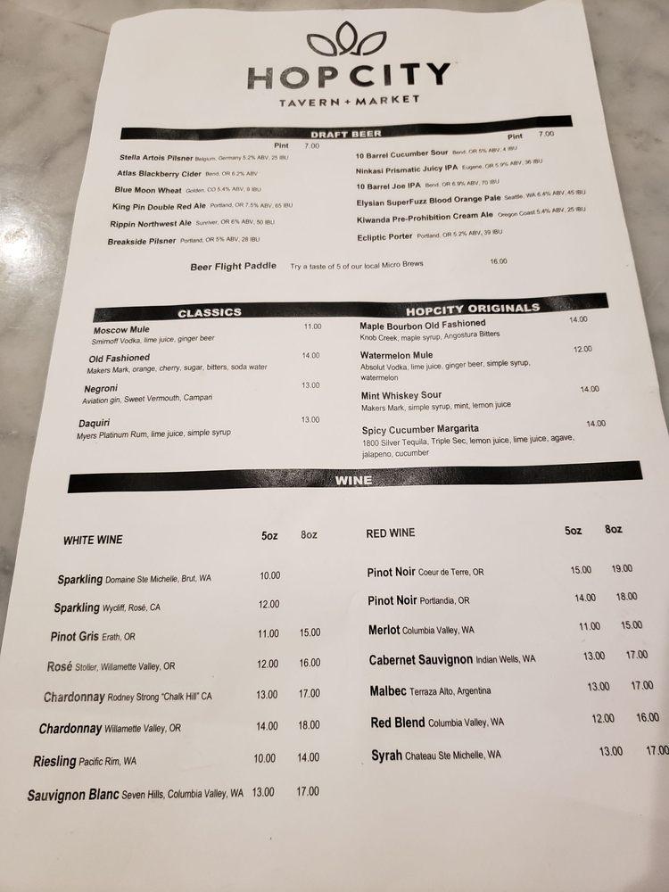 Menu at HopCity Tavern + Market pub & bar, Portland