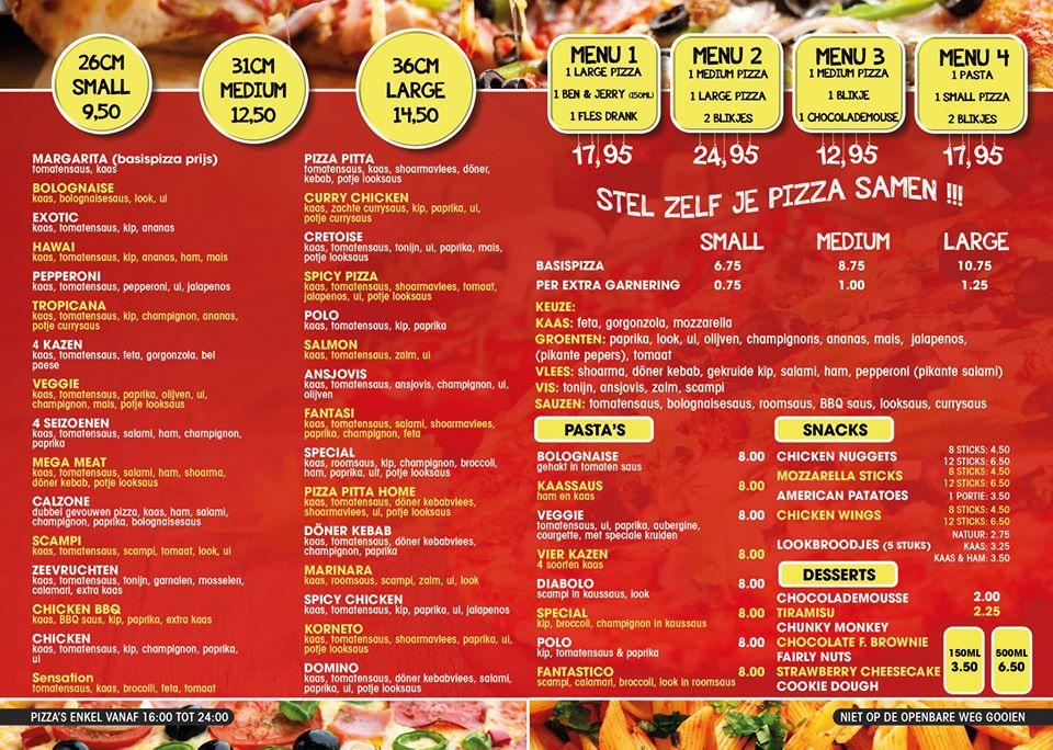 Menu at Pitta Home, Lokeren