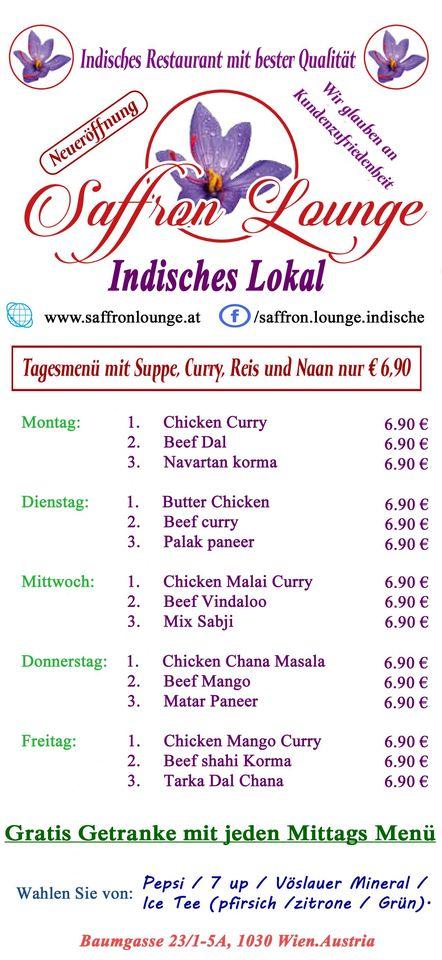 Speisekarte von Saffron Lounge restaurant, Wien