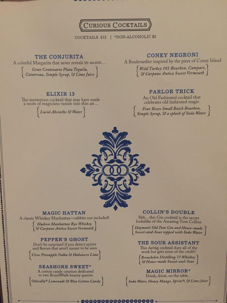 Menu at AbracadaBar, Orlando